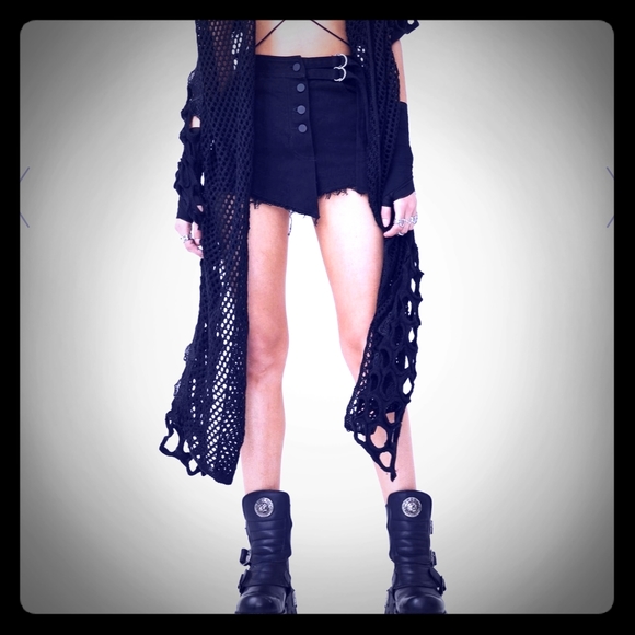 Punk Rave | Shorts | Punk Rave Folded Distressed Denim Skort | Poshmark